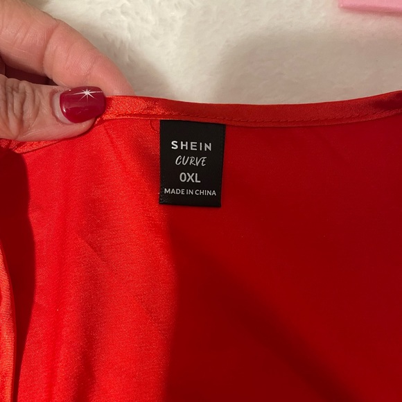 SHEIN | Tops | Shein Curve Size Xl Red Silk Super Cute And Soft | Poshmark